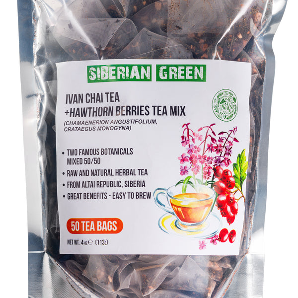 Siberian Green Ivan Chai Tea with Hawthorn Berry – 50 Herbal Tea Bags ...